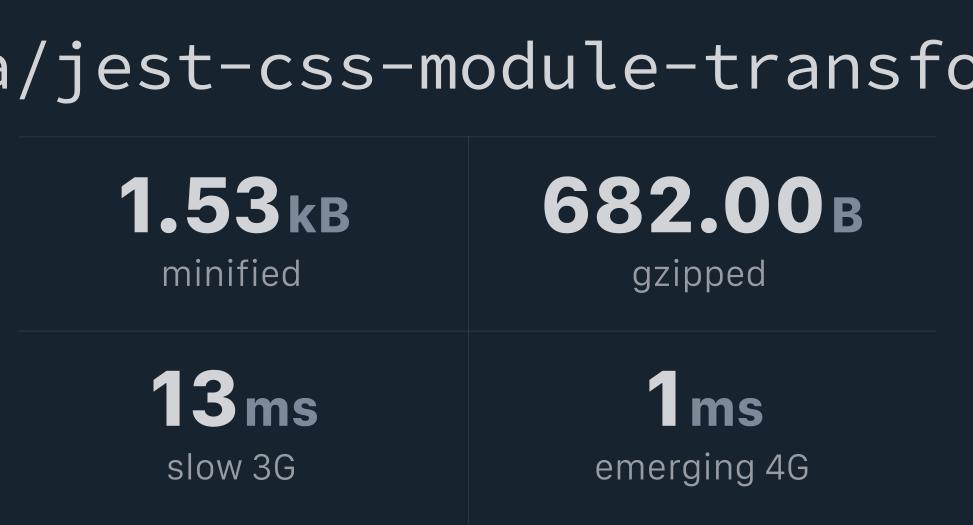 @ayusharma/jest-css-module-transformer Bundlephobia