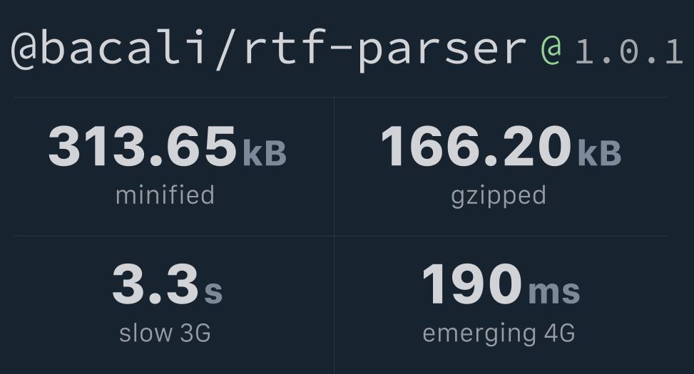 Bacalirtf Parser V101 Bundlephobia