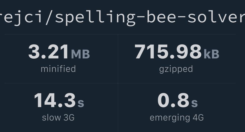 @benkrejci/spelling-bee-solver Bundlephobia