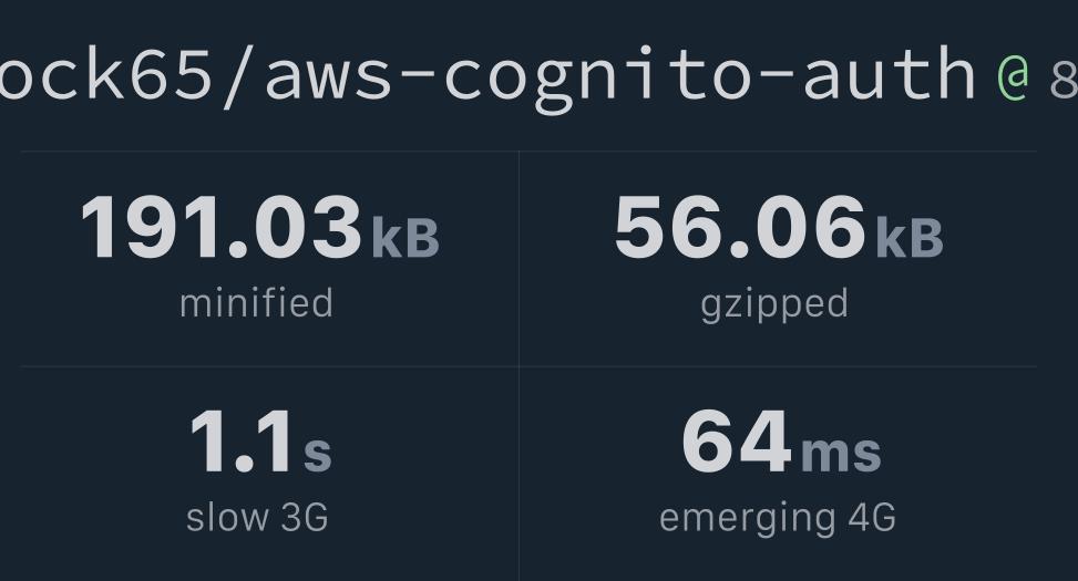 @block65/aws-cognito-auth Bundlephobia