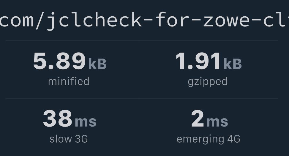@broadcom/jclcheck-for-zowe-cli v3.0.0 Bundlephobia