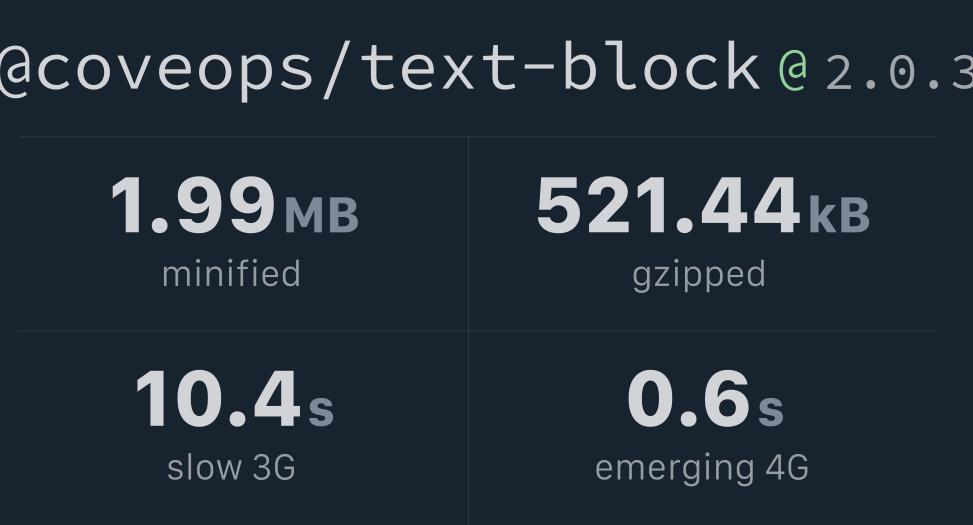@coveops/text-block Bundlephobia