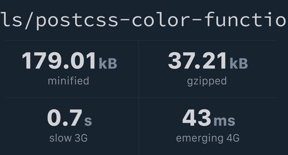 @csstools/postcss-color-function Bundlephobia