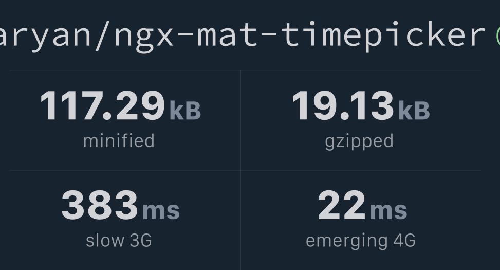 @dhutaryan/ngx-mat-timepicker Bundlephobia