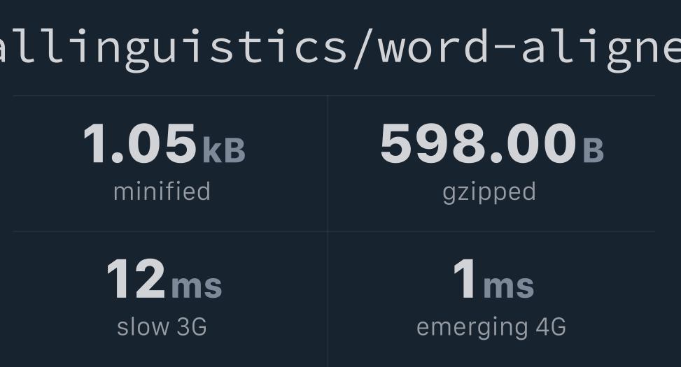 @digitallinguistics/word-aligner Bundlephobia