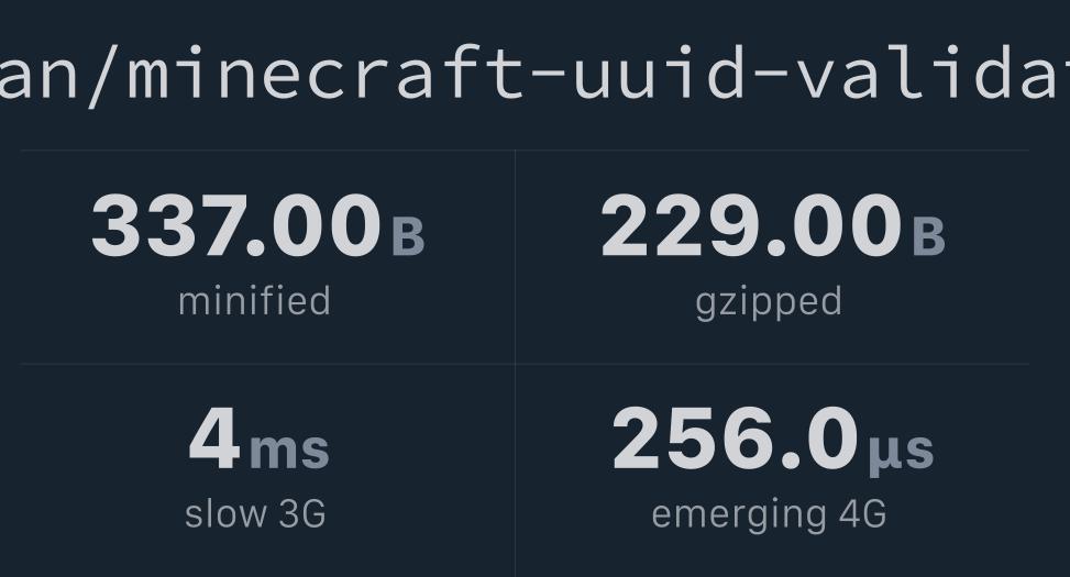 @dr-fabian/minecraft-uuid-validator Bundlephobia