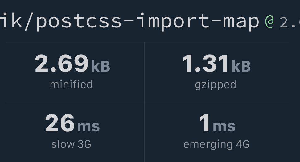@eik/postcss-import-map Bundlephobia