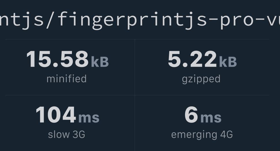 @fingerprintjs/fingerprintjs-pro-vue-v2 Bundlephobia