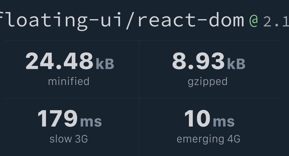 @floating-ui/react-dom v2.1.2 Bundlephobia
