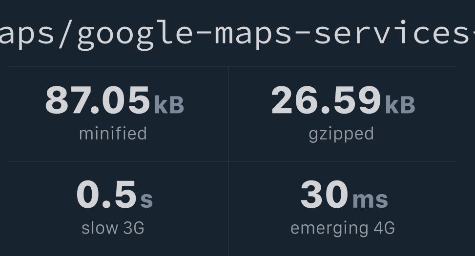 @googlemaps/google-maps-services-js Bundlephobia
