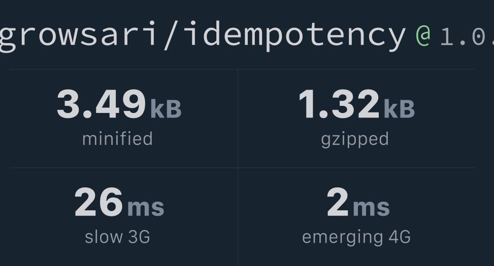 @growsari/idempotency Bundlephobia