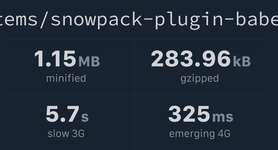 @hisystems/snowpack-plugin-babel Bundlephobia