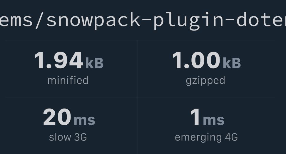 @hisystems/snowpack-plugin-dotenv v2.0.2 Bundlephobia