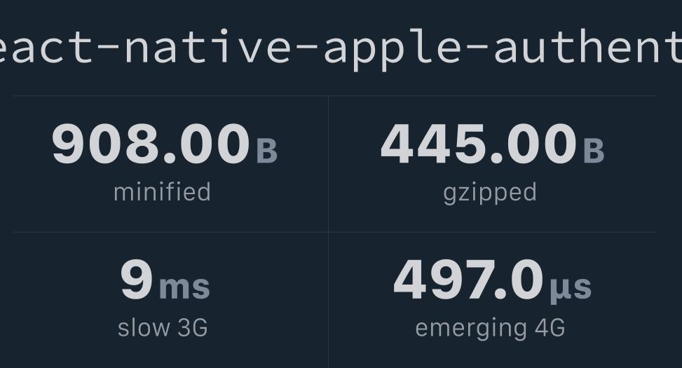 @invertase/react-native-apple-authentication Bundlephobia