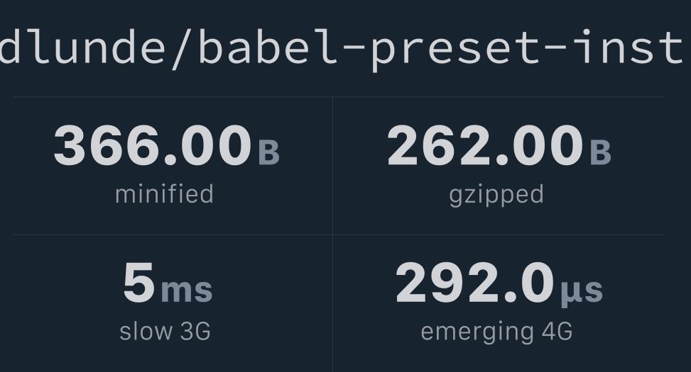 @jaredlunde/babel-preset-inst Bundlephobia
