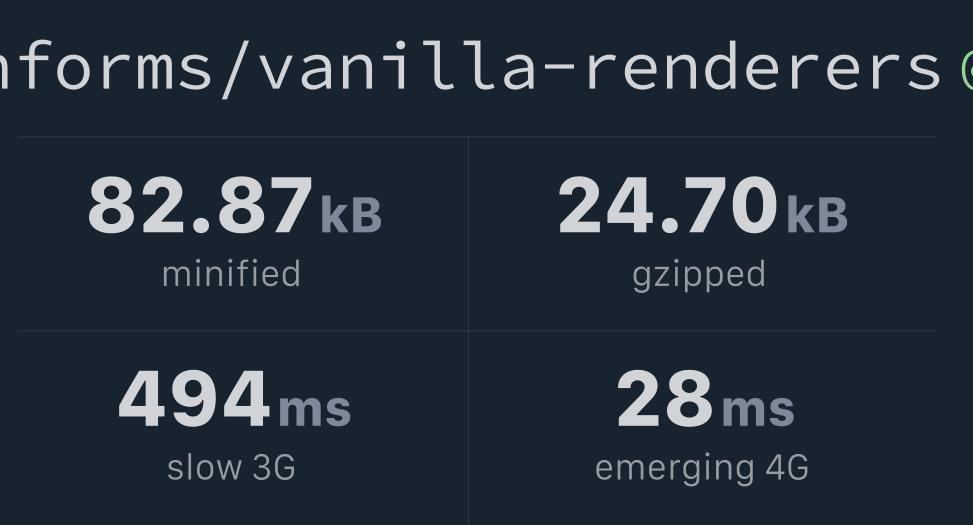 @jsonforms/vanilla-renderers v3.4.0 Bundlephobia