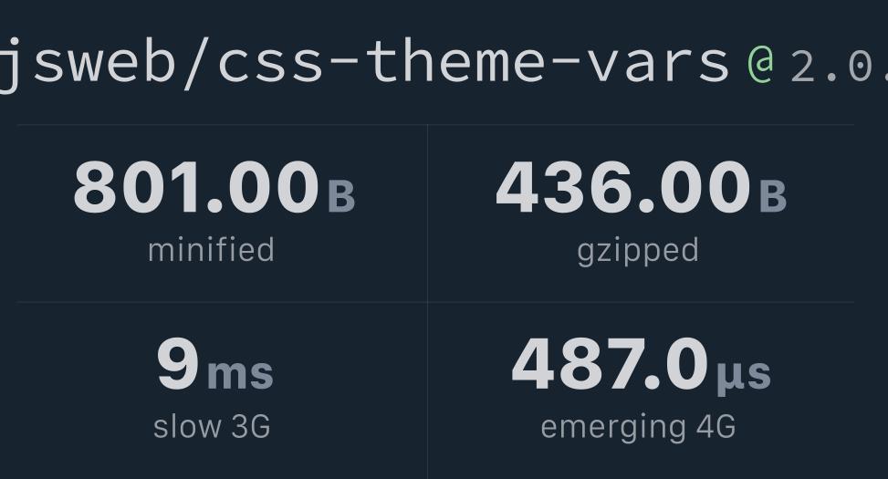 @jsweb/css-theme-vars Bundlephobia