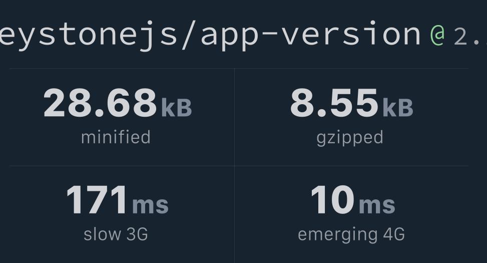 @keystonejs/app-version Bundlephobia