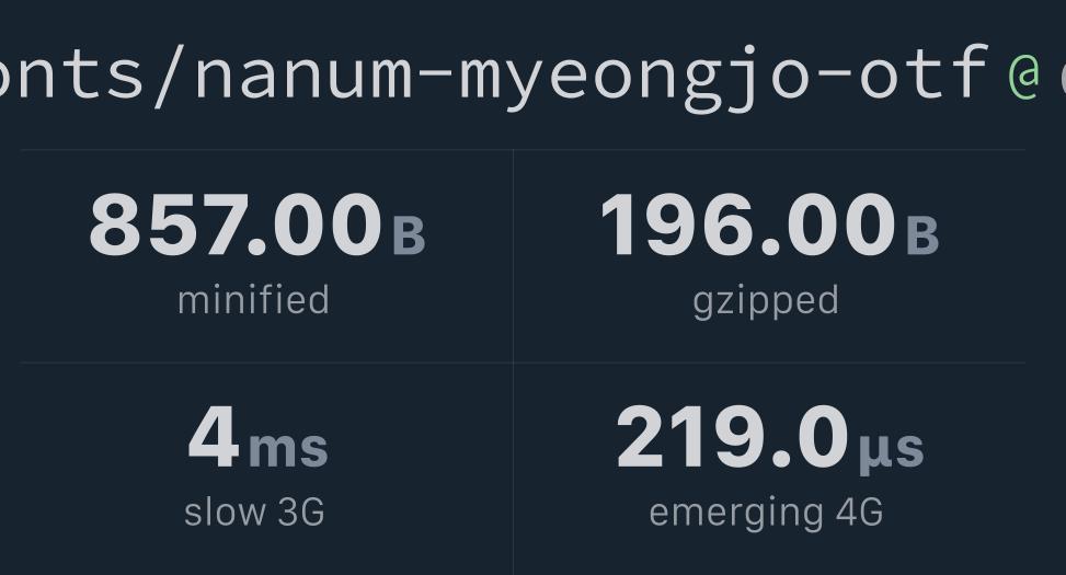 @kfonts/nanum-myeongjo-otf Bundlephobia