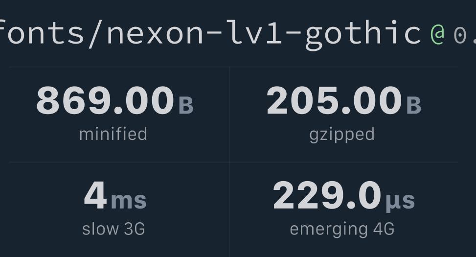 @kfonts/nexon-lv1-gothic Bundlephobia