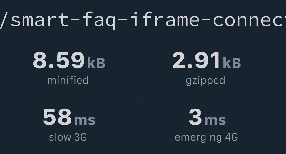@kiwicom/smart-faq-iframe-connector Bundlephobia
