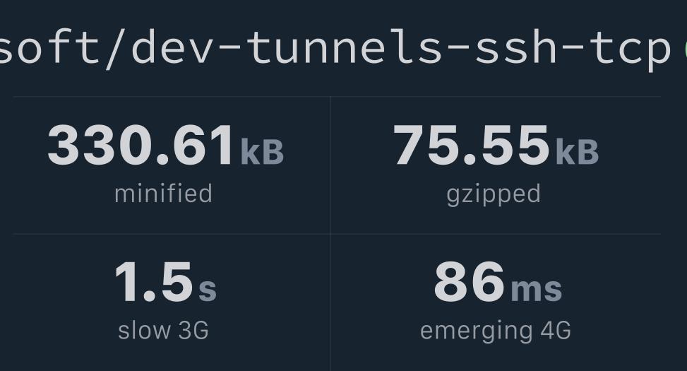 @microsoft/dev-tunnels-ssh-tcp Bundlephobia