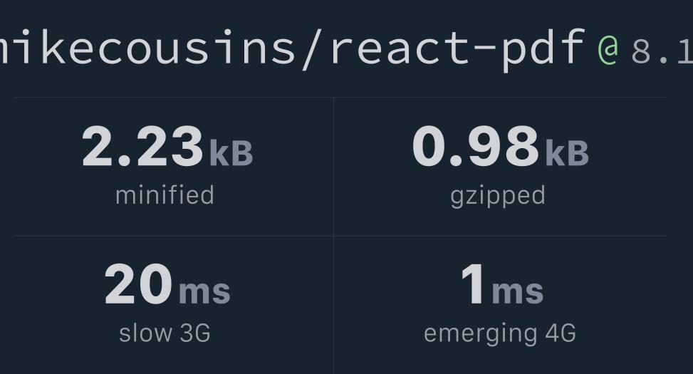 @mikecousins/react-pdf Bundlephobia