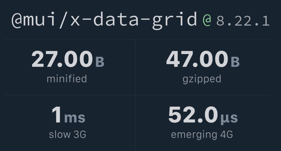 @mui/x-data-grid vlatest Bundlephobia