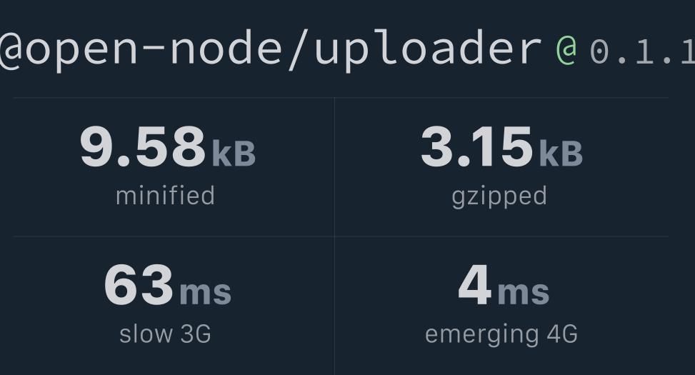 @open-node/uploader Bundlephobia
