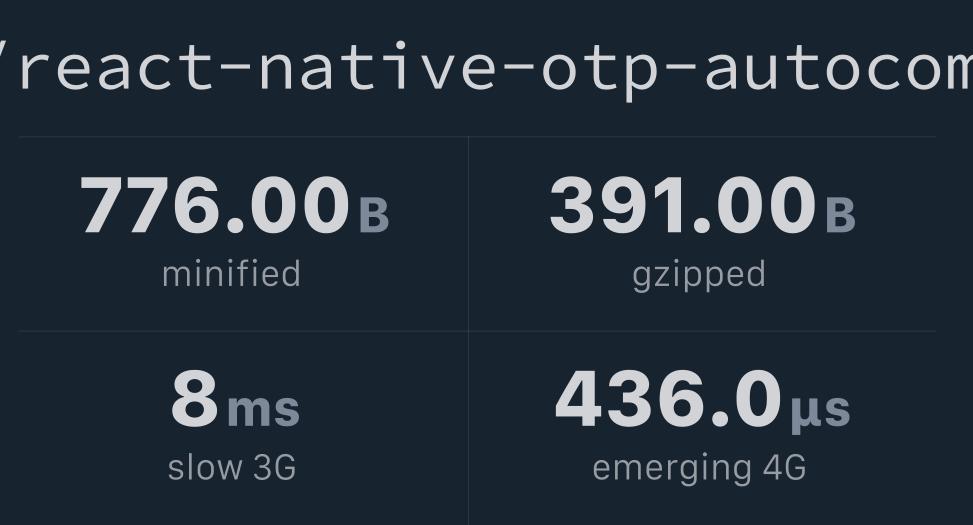 @peacechen/react-native-otp-autocomplete Bundlephobia