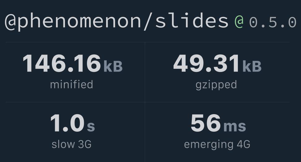 @phenomenon/slides Bundlephobia