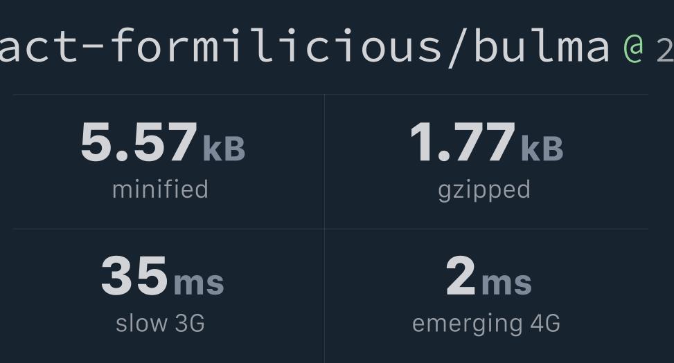 @react-formilicious/bulma Bundlephobia