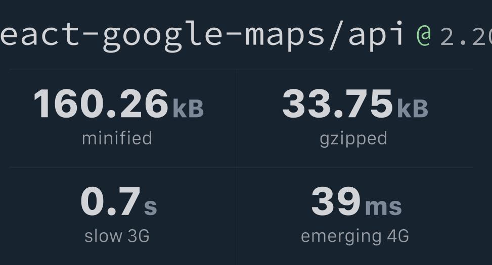 @react-google-maps/api Bundlephobia