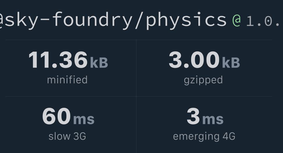 @sky-foundry/physics Bundlephobia