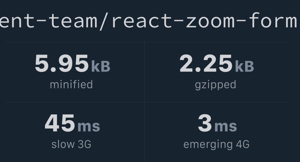 @stevent-team/react-zoom-form Bundlephobia