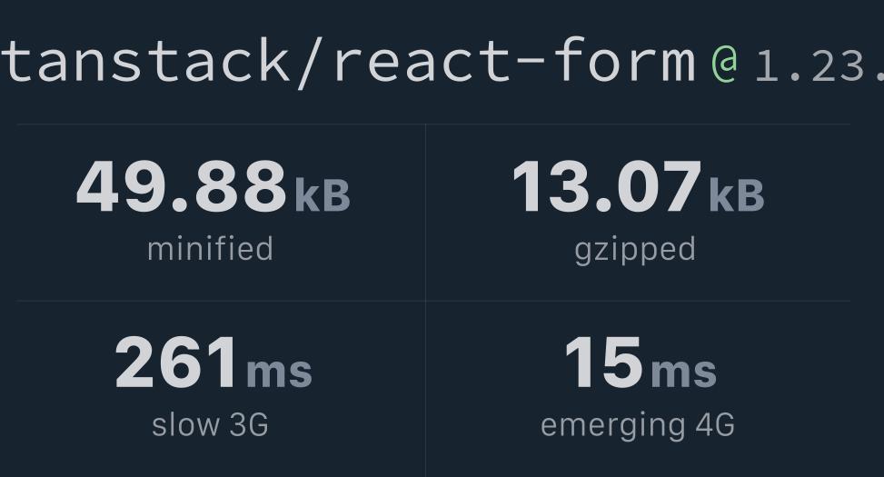 @tanstack/react-form Bundlephobia