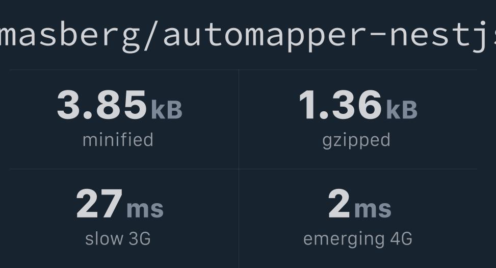 @timonmasberg/automapper-nestjs Bundlephobia