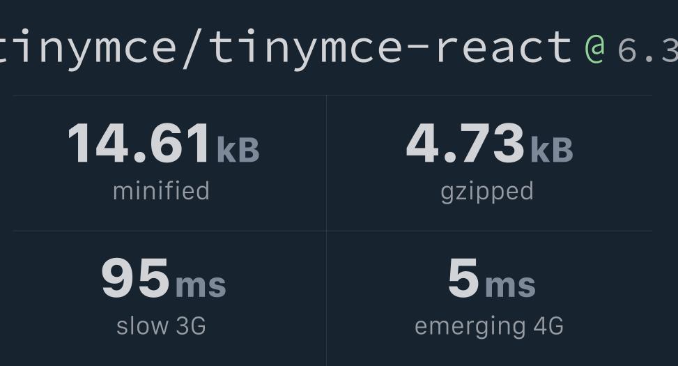 @tinymce/tinymce-react Bundlephobia