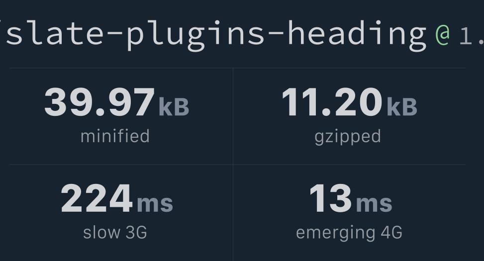 @udecode/slate-plugins-heading Bundlephobia