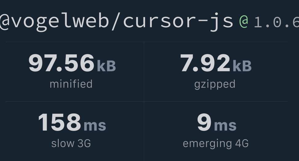 @vogelweb/cursor-js Bundlephobia