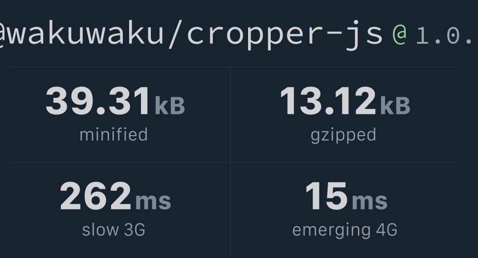@wakuwaku/cropper-js Bundlephobia