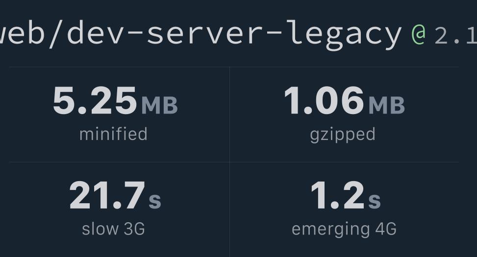 Webdev Server Legacy V210 Bundlephobia