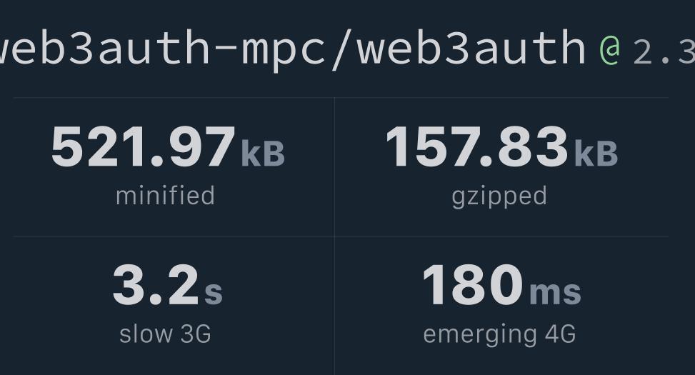 @web3auth-mpc/web3auth Bundlephobia