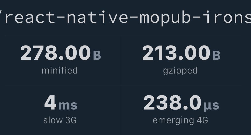 @wowmaking/react-native-mopub-ironsource Bundlephobia