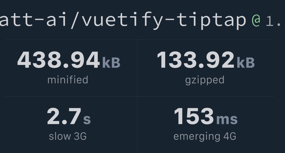@yatt-ai/vuetify-tiptap Bundlephobia