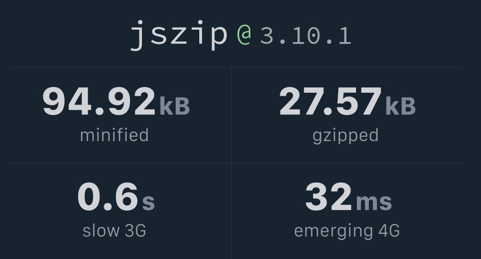 jszip Bundlephobia