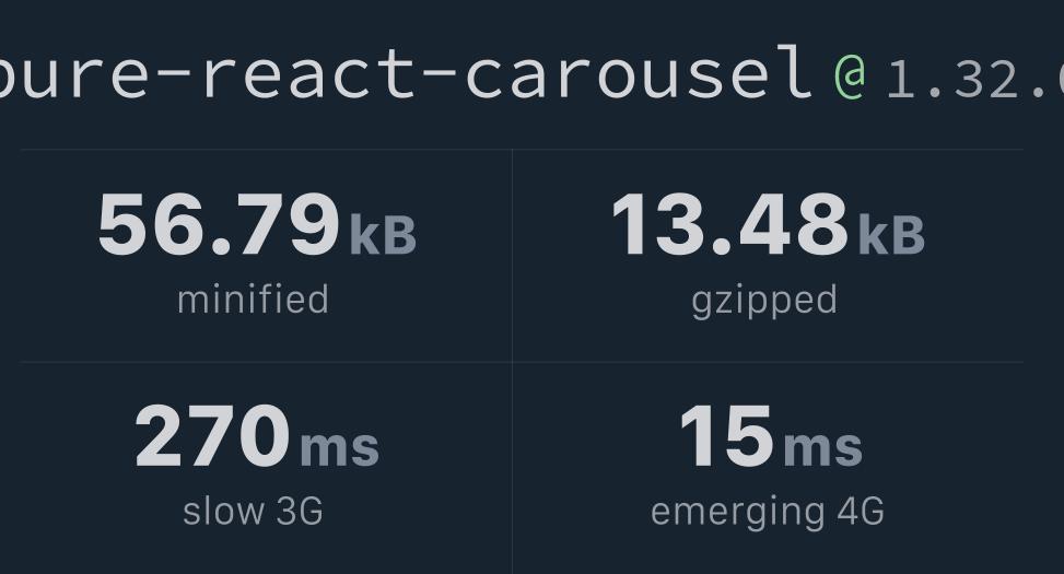 pure-react-carousel Bundlephobia