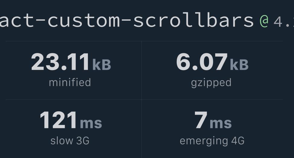 react-custom-scrollbars v4.2.1 Bundlephobia