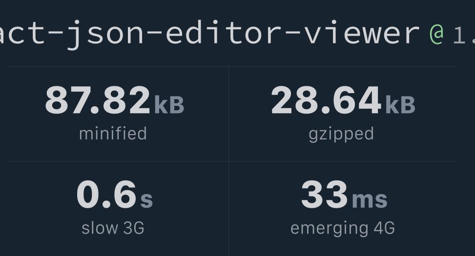 react-json-editor-viewer Bundlephobia