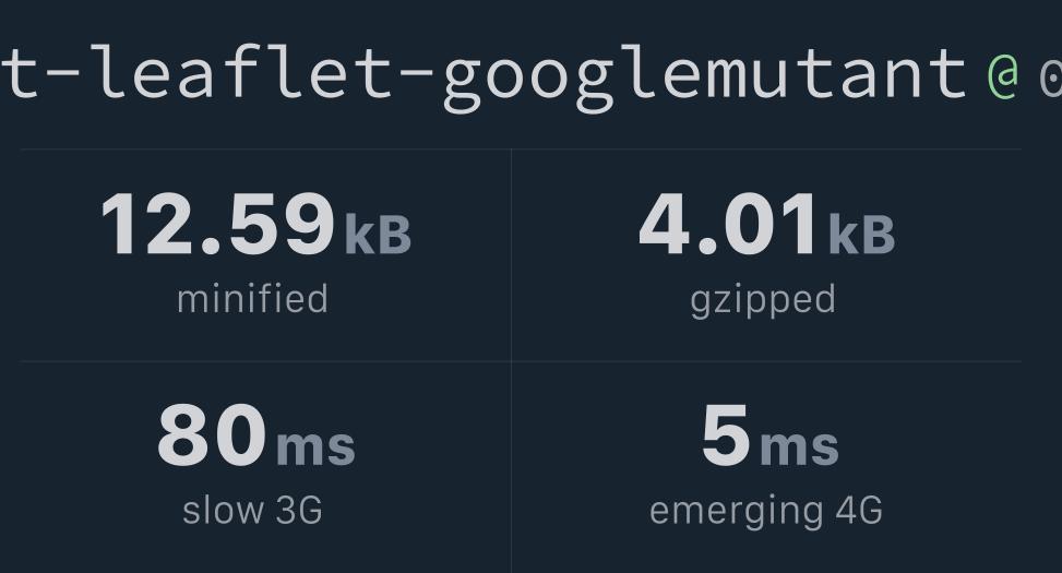 react-leaflet-googlemutant v0.1.20 Bundlephobia